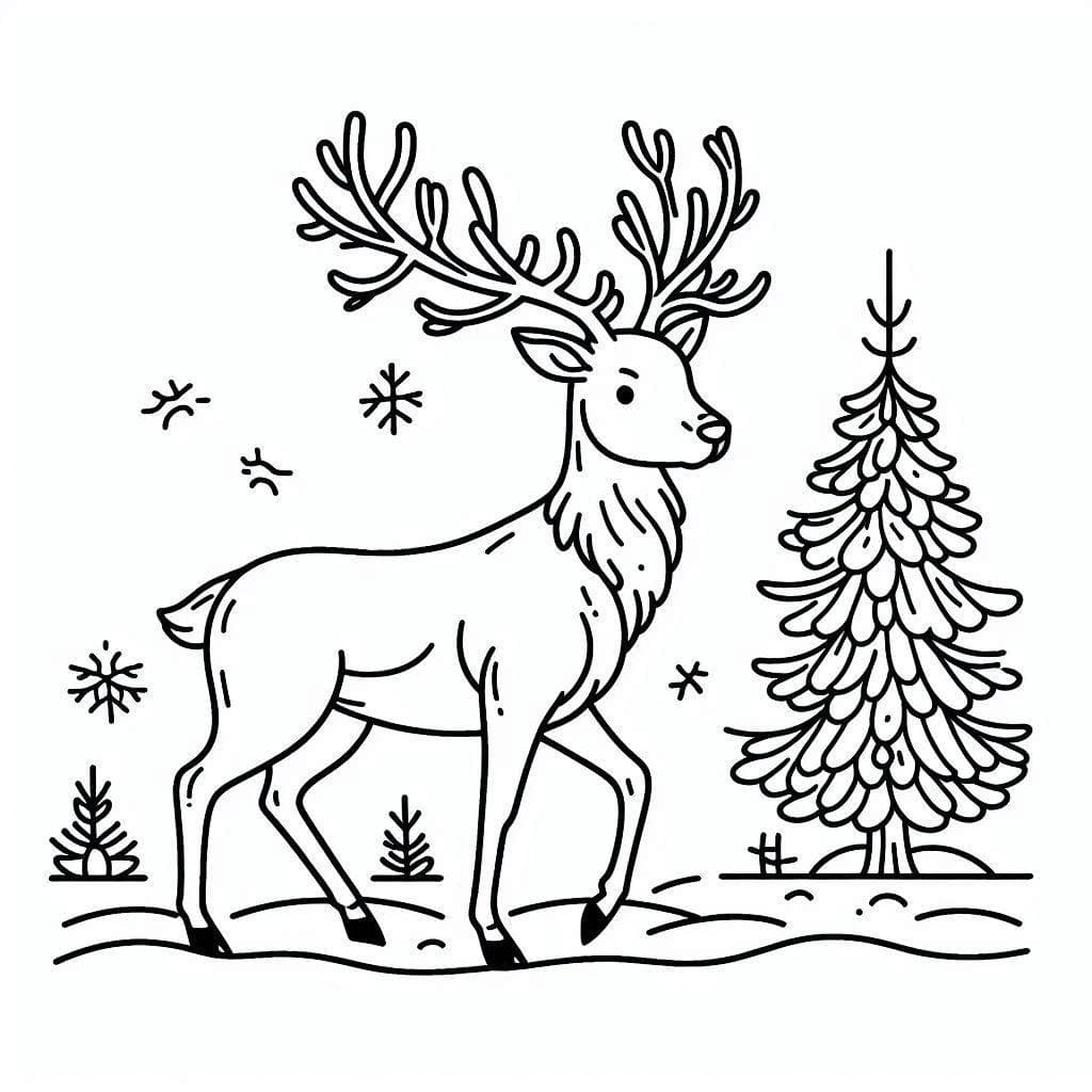 Coloriages Renne de Noël (Fêtes et Célébrations) – Dessins à colorier ...